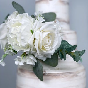 White Wedding Cake Topper, Floral Cake Decoration, Cake Topper Flowers ...
