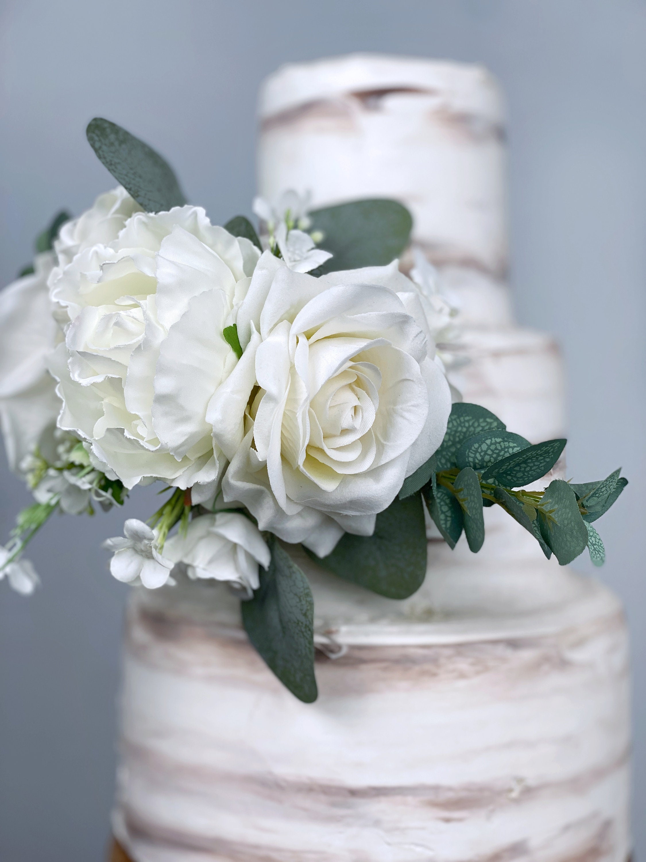 White Wedding Cake Topper Floral Cake Decoration Cake Topper - Etsy