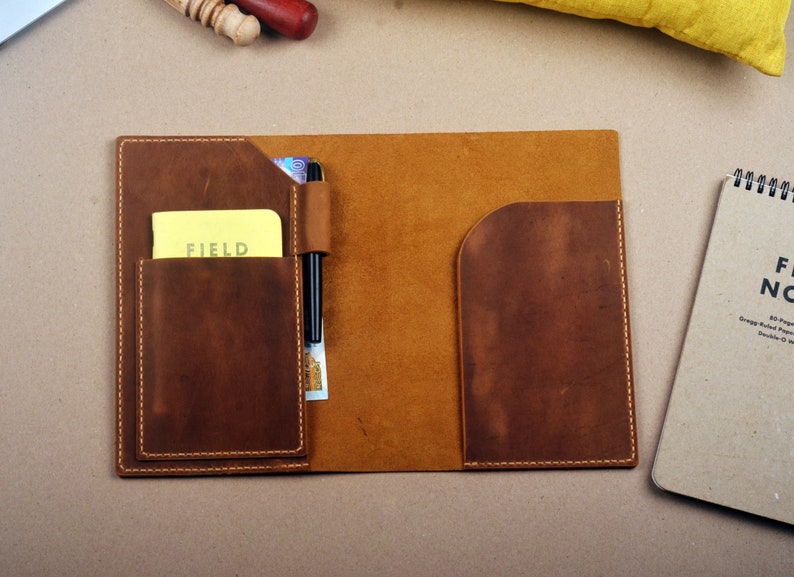Leather Field Notes Personalized Cover, Steno Book 6x9 Portfolio Case ...