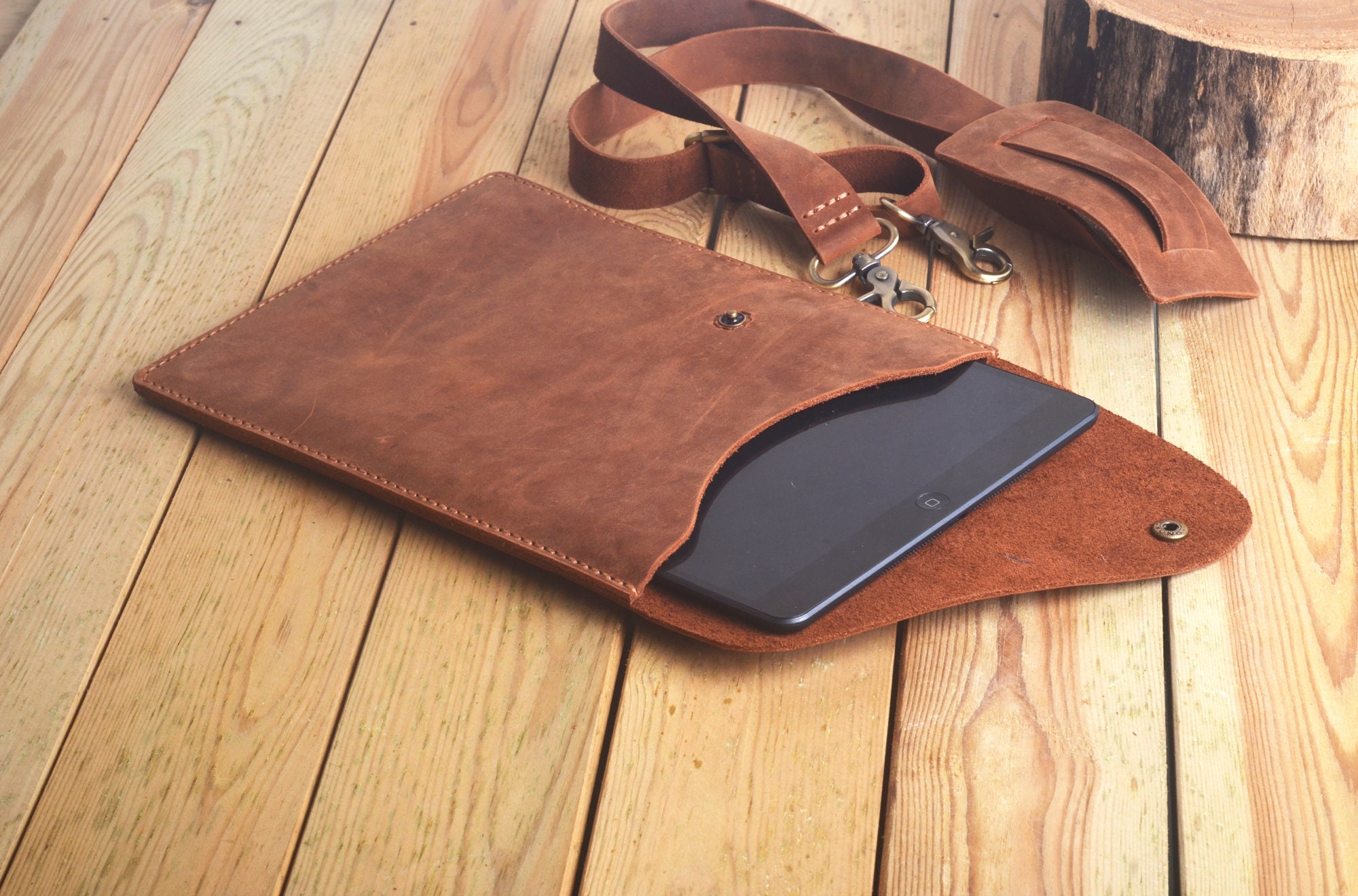 IPad Leather Sleeve Bag With Crossbody Shoulder Strap,ipad Pro Slim ...