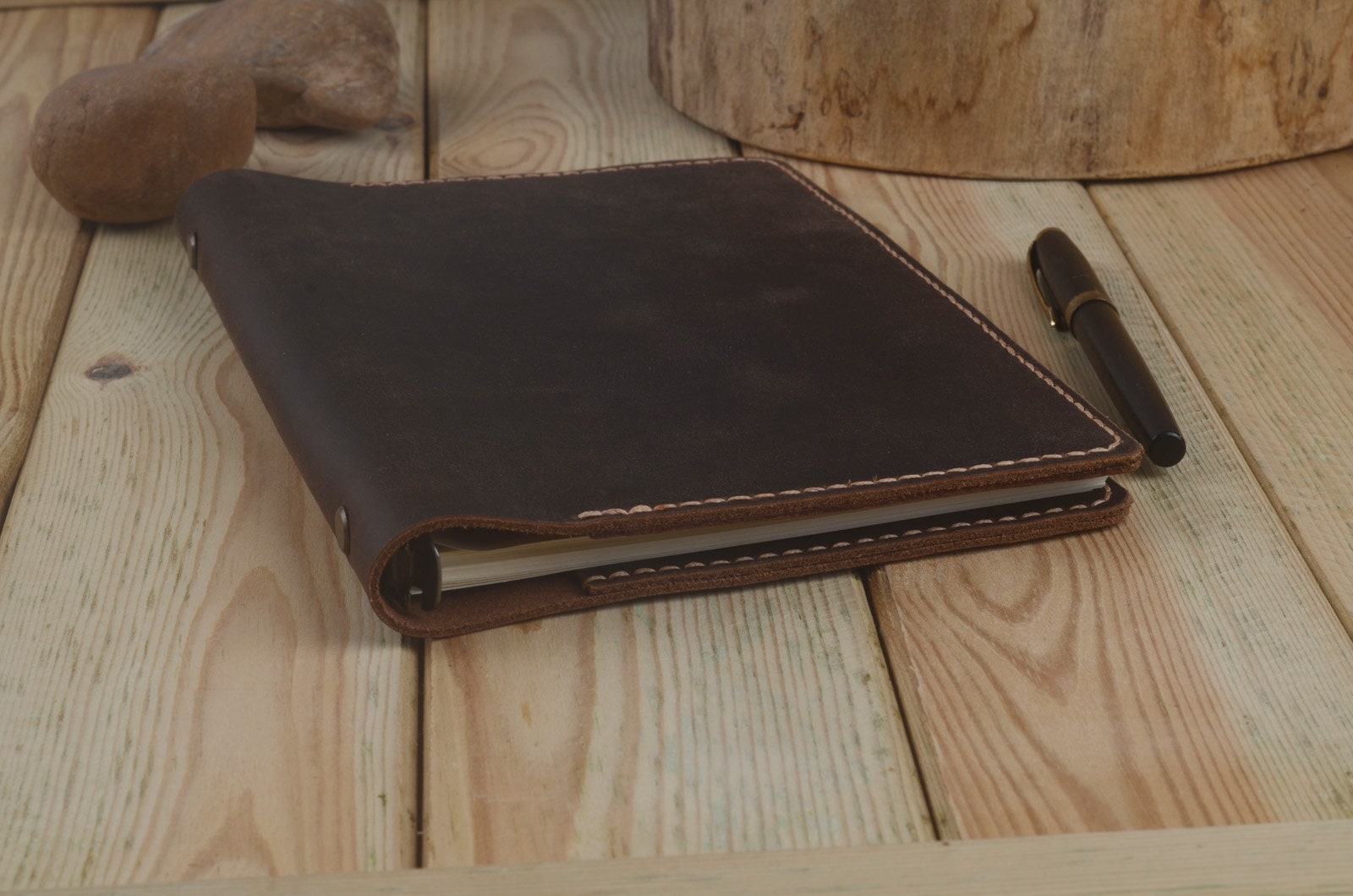 A5 Binder Leather Notebook Cover,a5 Personalized Holder With 6 Rings ...