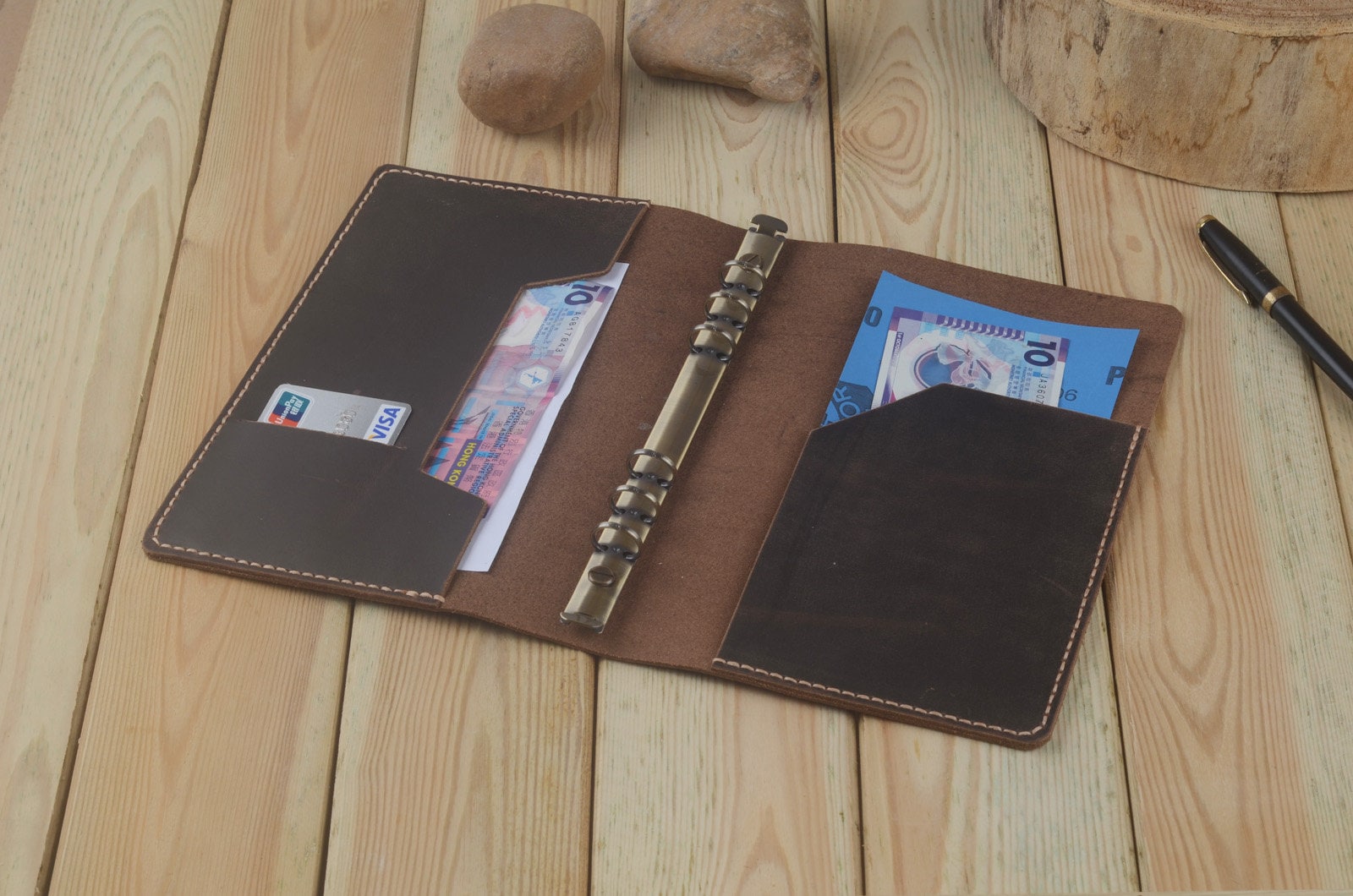 A5 Binder Leather Notebook Cover,a5 Personalized Holder With 6 Rings ...
