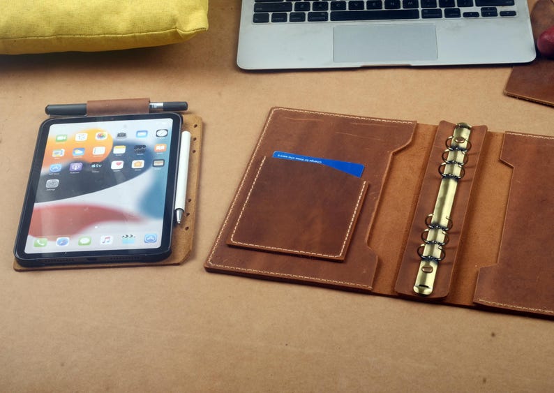 Leather iPad Mini A5 Binder Cover,ipad Mini Leather Notepad,with iPad ...