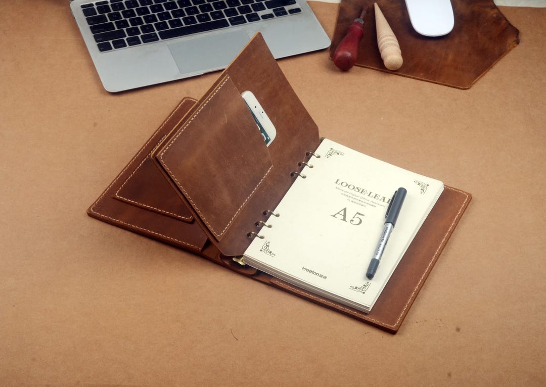 Leather A5 Binder Cover,personalized Leather A5 Binder 6 Rings Case ...