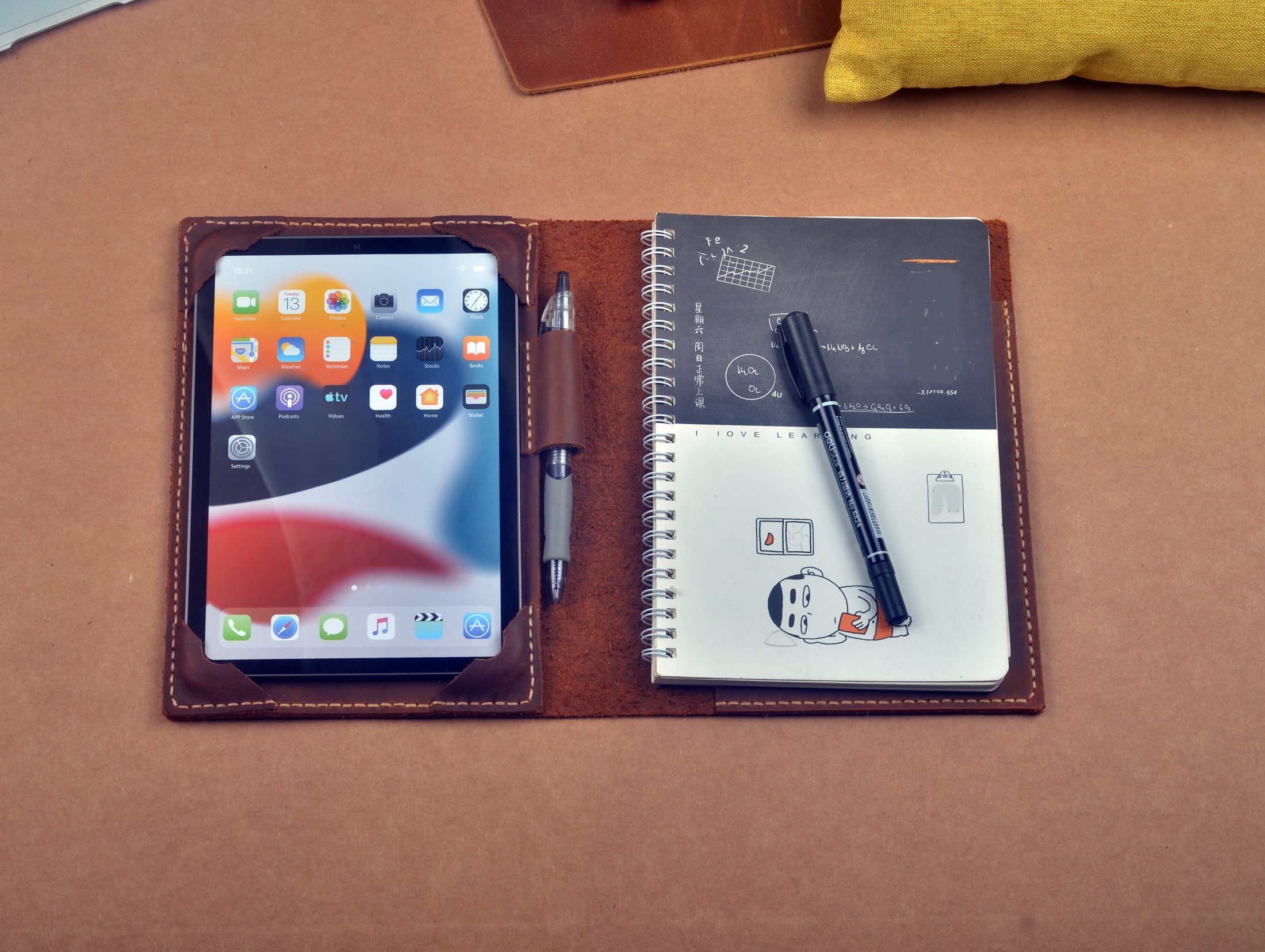 IPad Leather Cover With A5 Notepad,ipad Leather Folio With B5 Paper ...