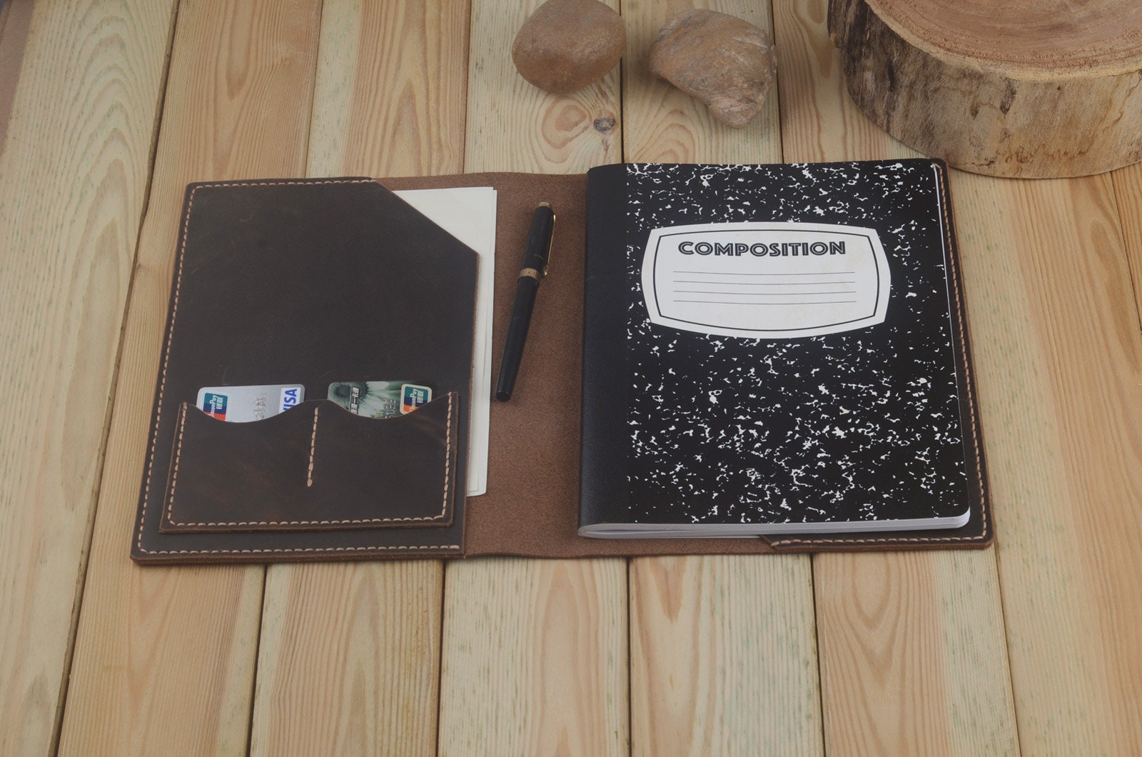 Leather Composition Notebook Cover With iPad Minipersonalized - Etsy