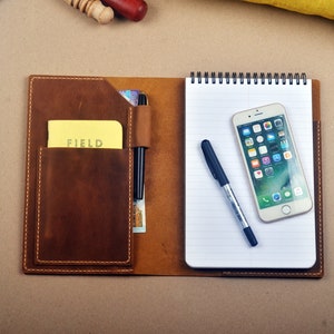 Leather Field Notes Personalized Cover, Steno Book 6x9 Portfolio Case ...