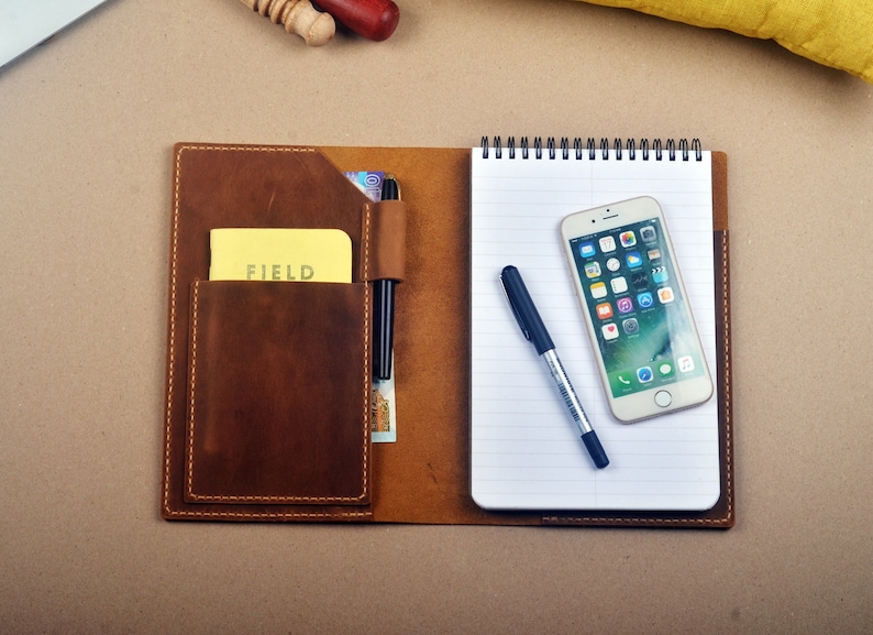 Leather Field Notes Personalized Cover, Steno Book 6x9 Portfolio Case ...
