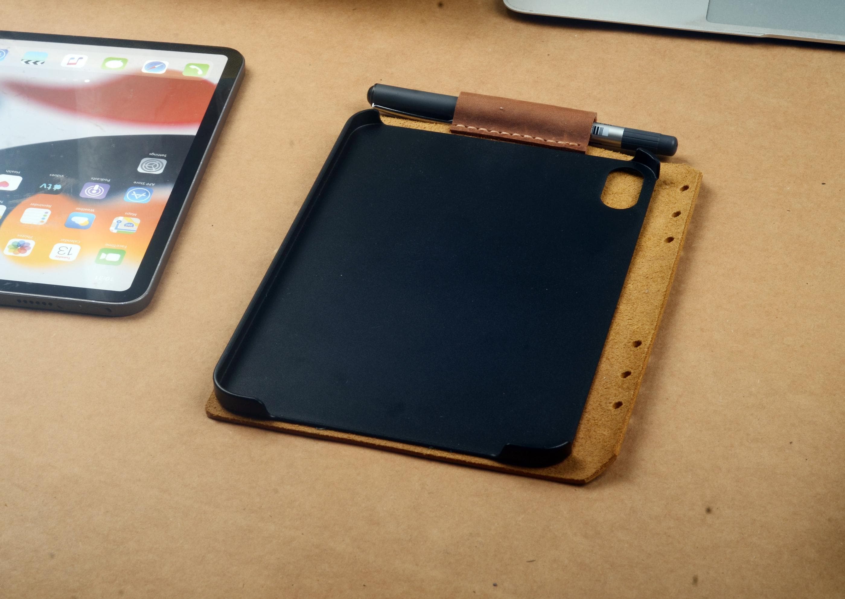 Leather iPad Mini A5 Binder Cover,ipad Mini Leather Notepad,with iPad ...