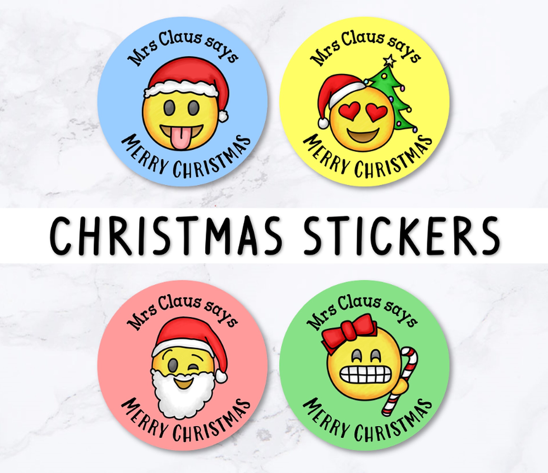 Personalized Christmas Emoji Stickers - Etsy