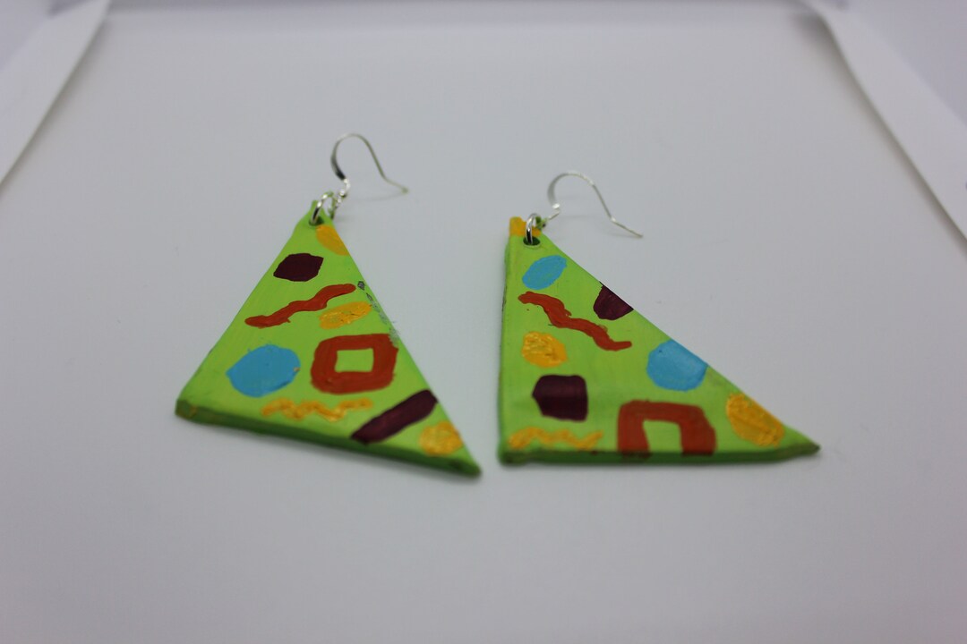 Funky Triangle Earrings w/ Color Shapes - Etsy.de
