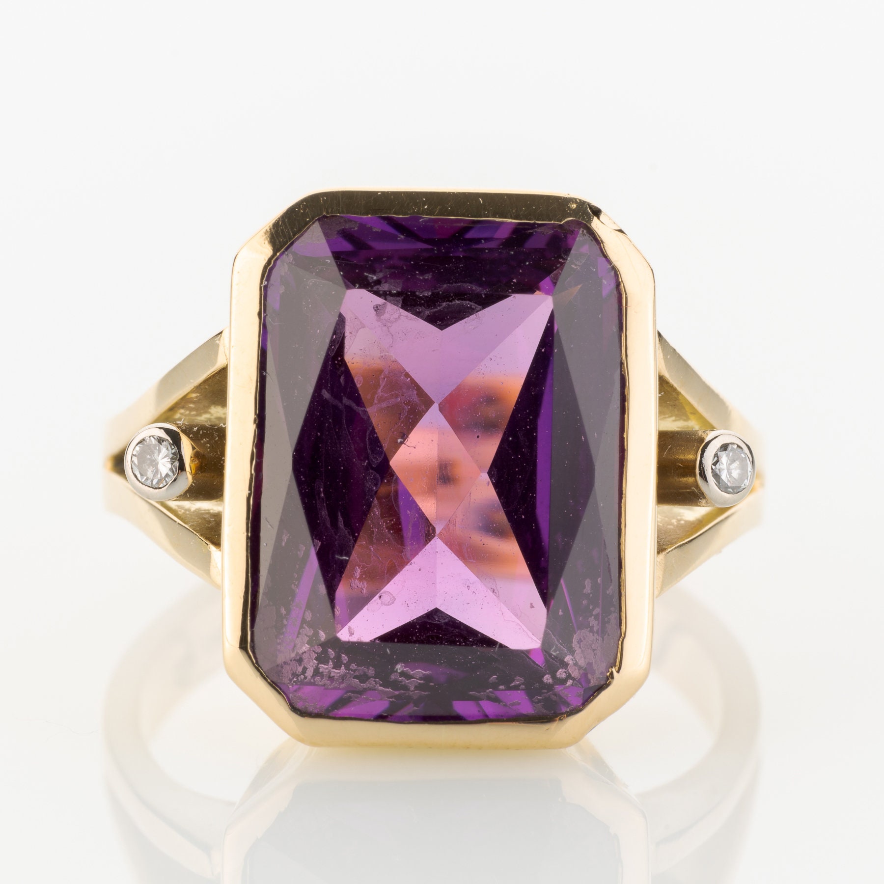 Vintage Ladies Ring 18k Gold With Amethyst and Diamonds - Etsy