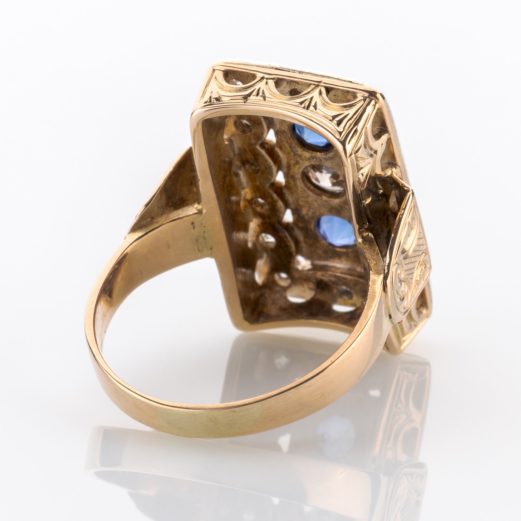 Antique 14k Gold Ring With Sapphires and Diamonds - Etsy