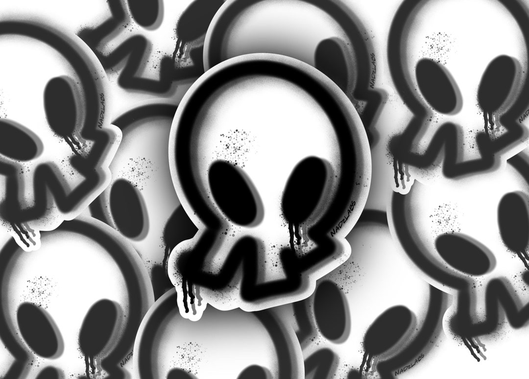 Spraypaint Skull Sticker vinyl Waterproof - Etsy