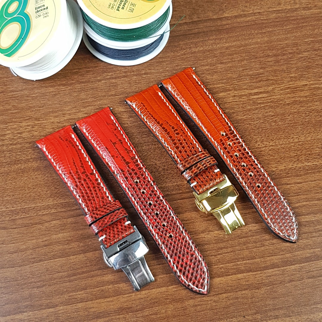 Red Lizard Leather Watch Strap: Exotic Quick Release Band - Etsy