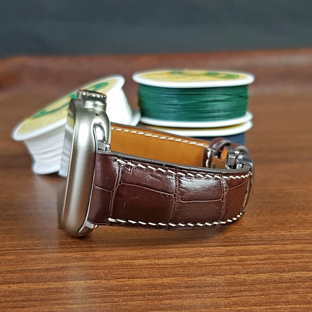 Brown Alligator Apple Watch Ultra Band, Custom Brown Apple Watch Ultra ...