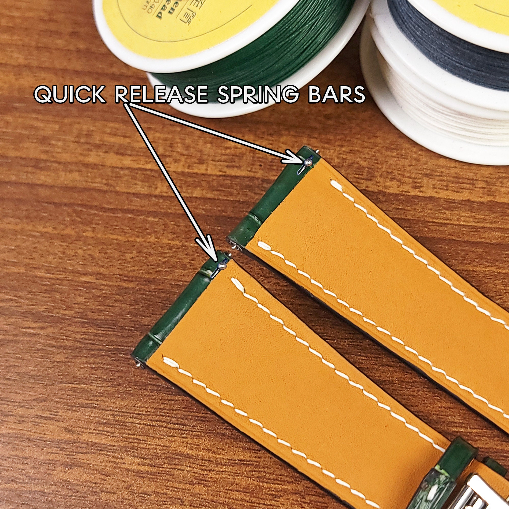 Custom Green Alligator Watch Strap, Green Leather Watch Band, 20mm ...