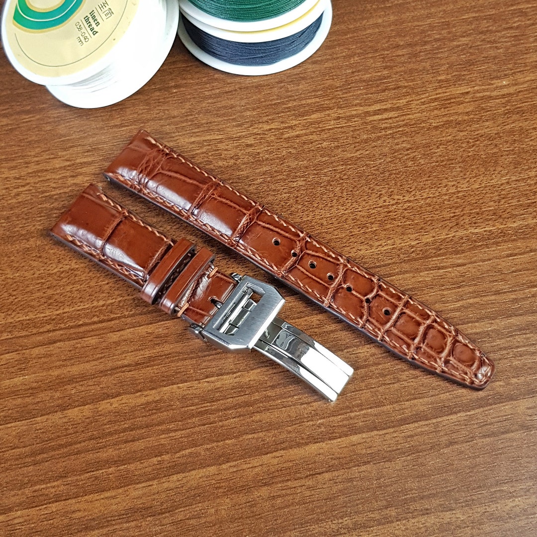 Replacement Reddish Brown Alligator Watch Strap 21mm for IWC: Custom ...