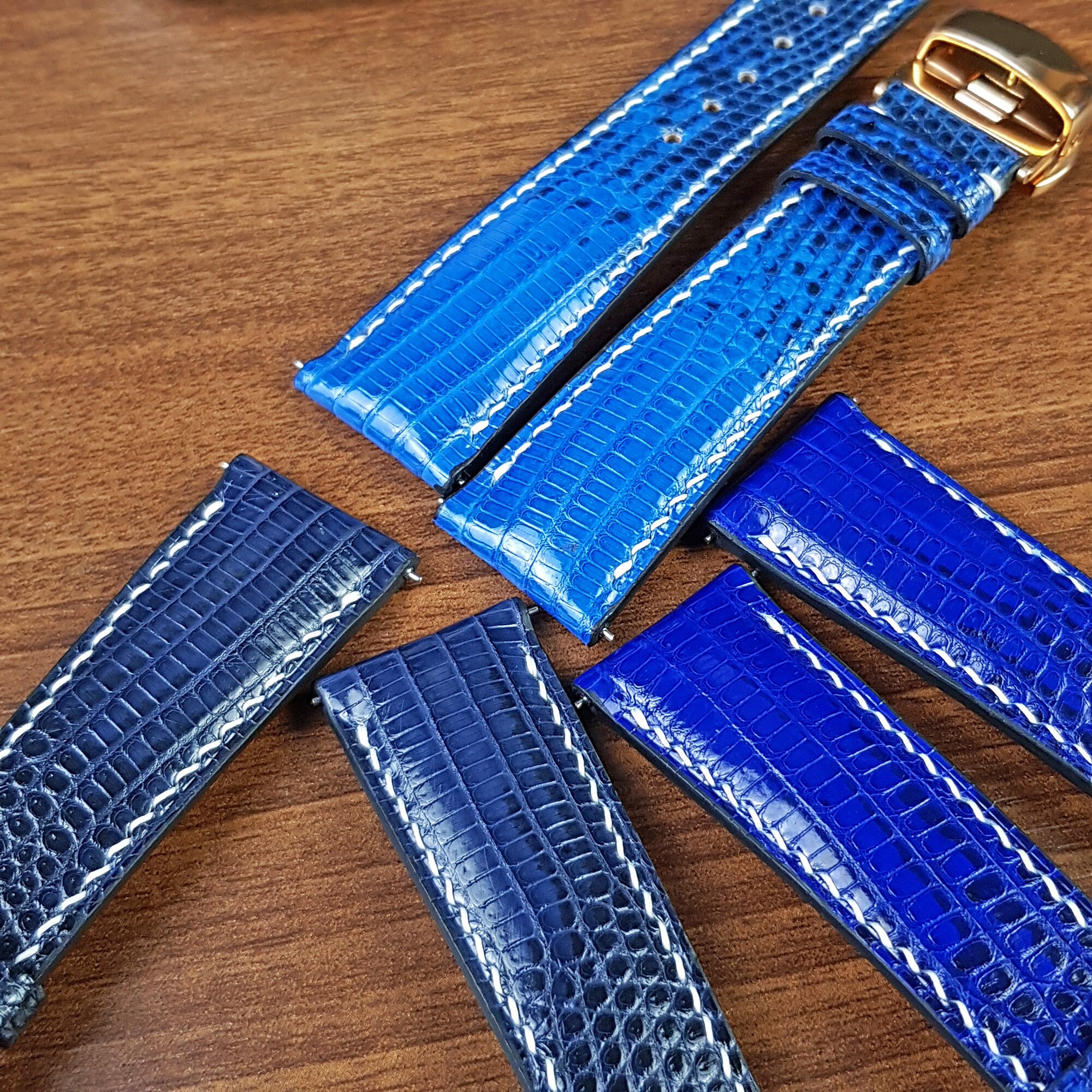 Custom LIZARD WATCH Strap, Exotic Leather Watch BAND, Blue Lizard Watch ...