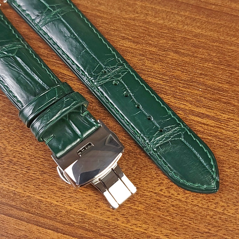 Green ALLIGATOR Watch STRAP, Custom Green Leather WATCH Strap ...