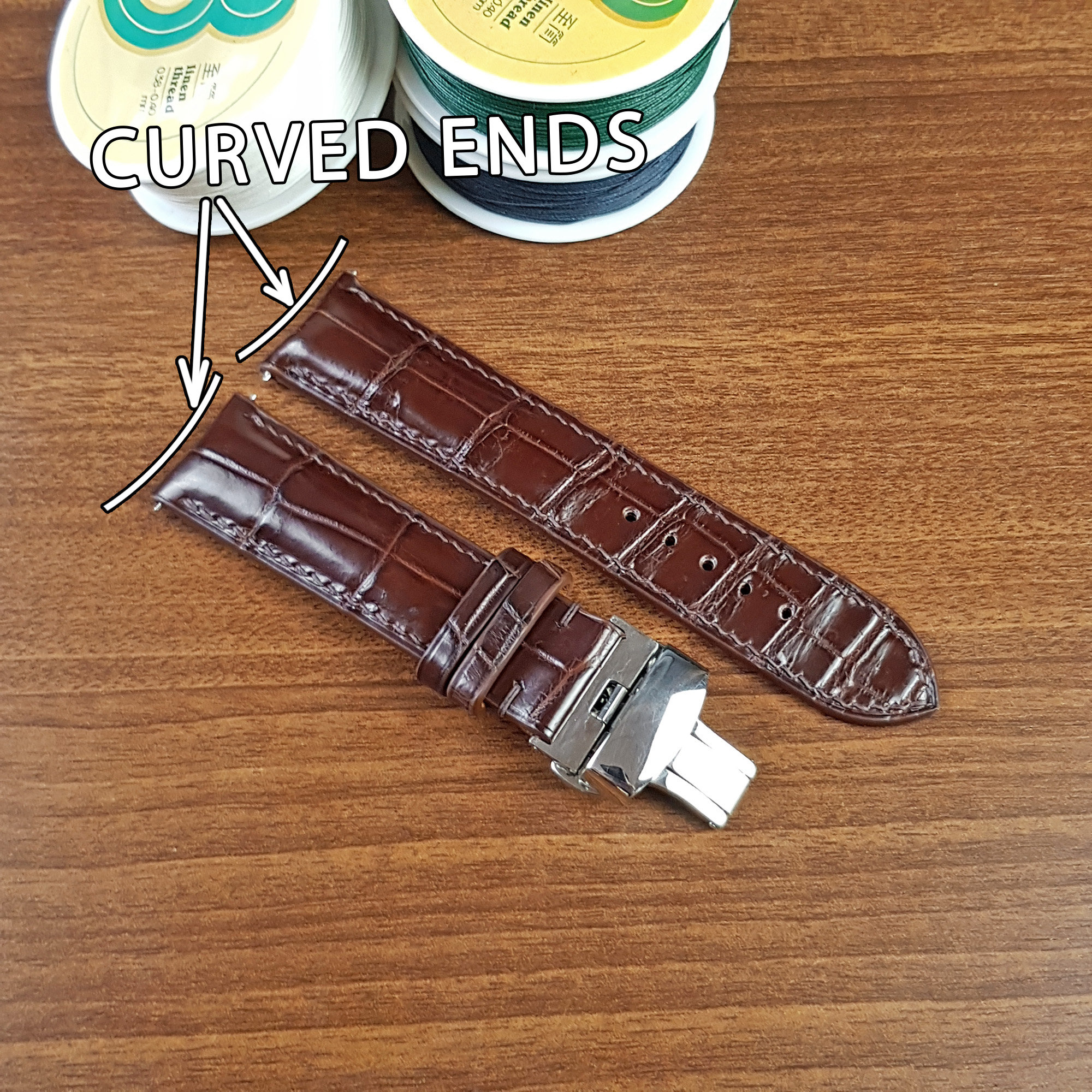 Brown Alligator CURVED END Watch Strap Custom Curved Watch - Etsy