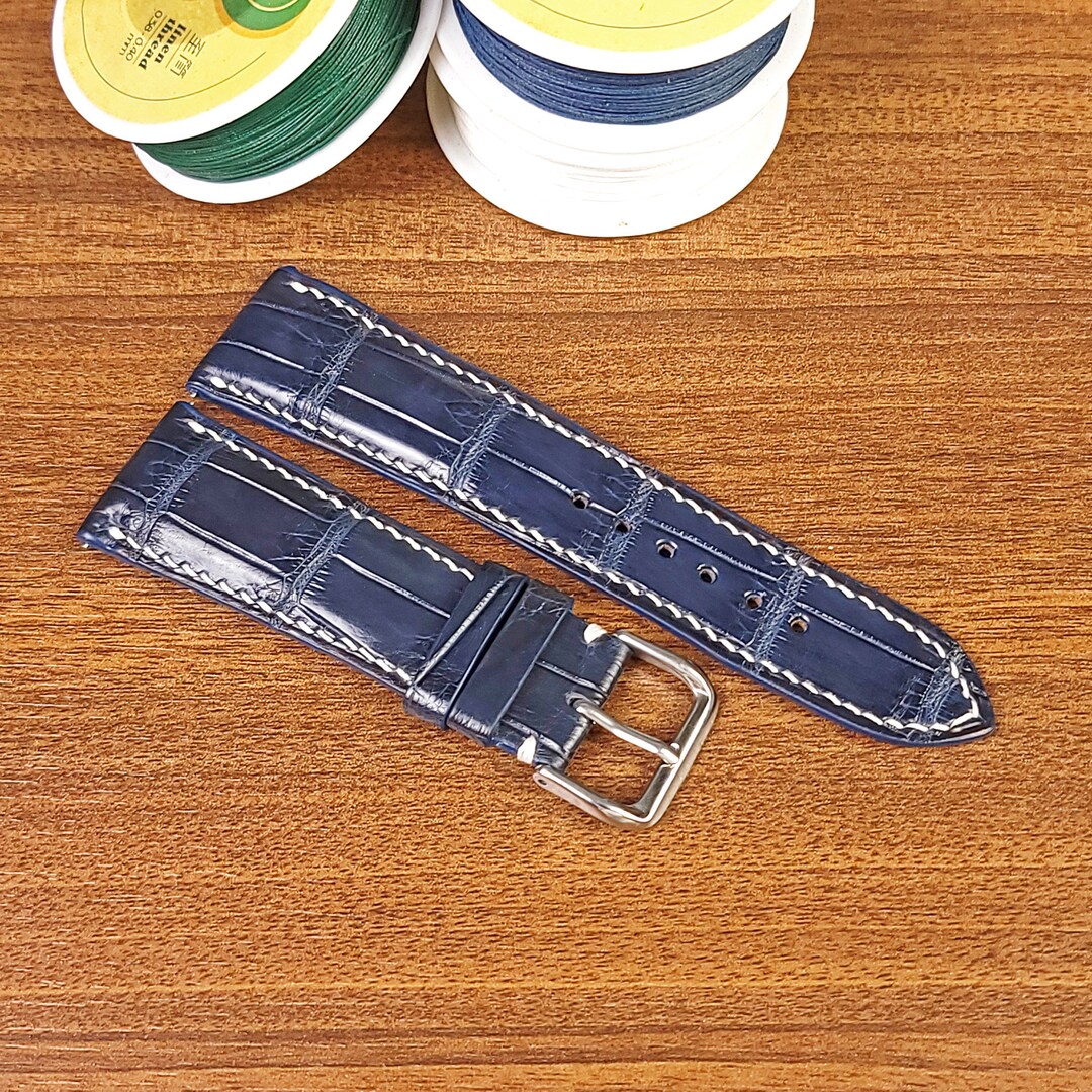 Blue Alligator 24mm Watch Strap, Navy Blue Watch Bands 24mm ...