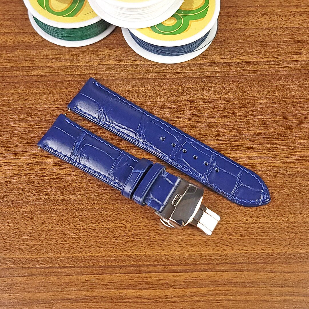 Custom Blue ALLIGATOR Watch Strap, Leather WATCH BAND, Personalized ...