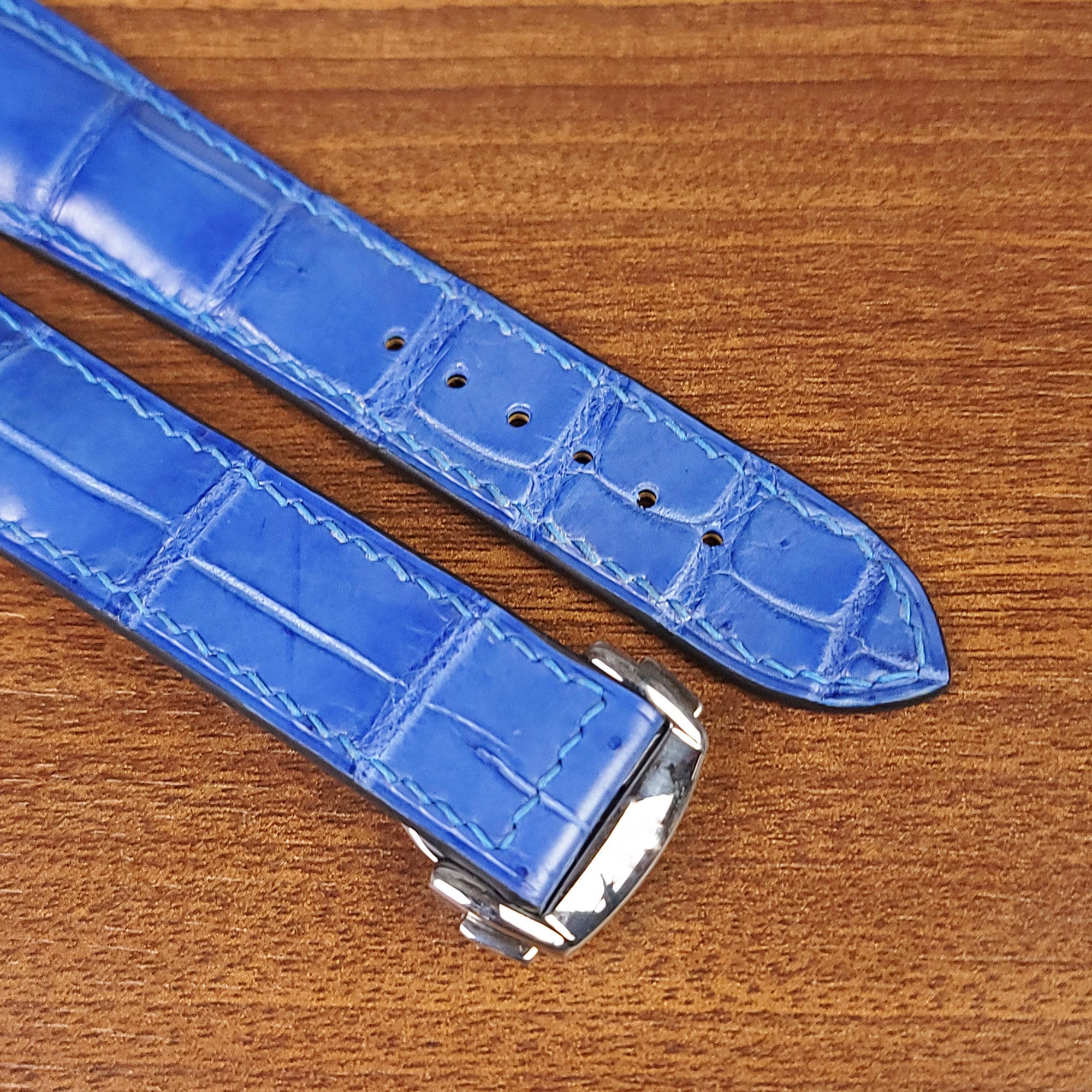 Replacement Blue Alligator Watch Strap for Omega, Custom Blue Omega ...