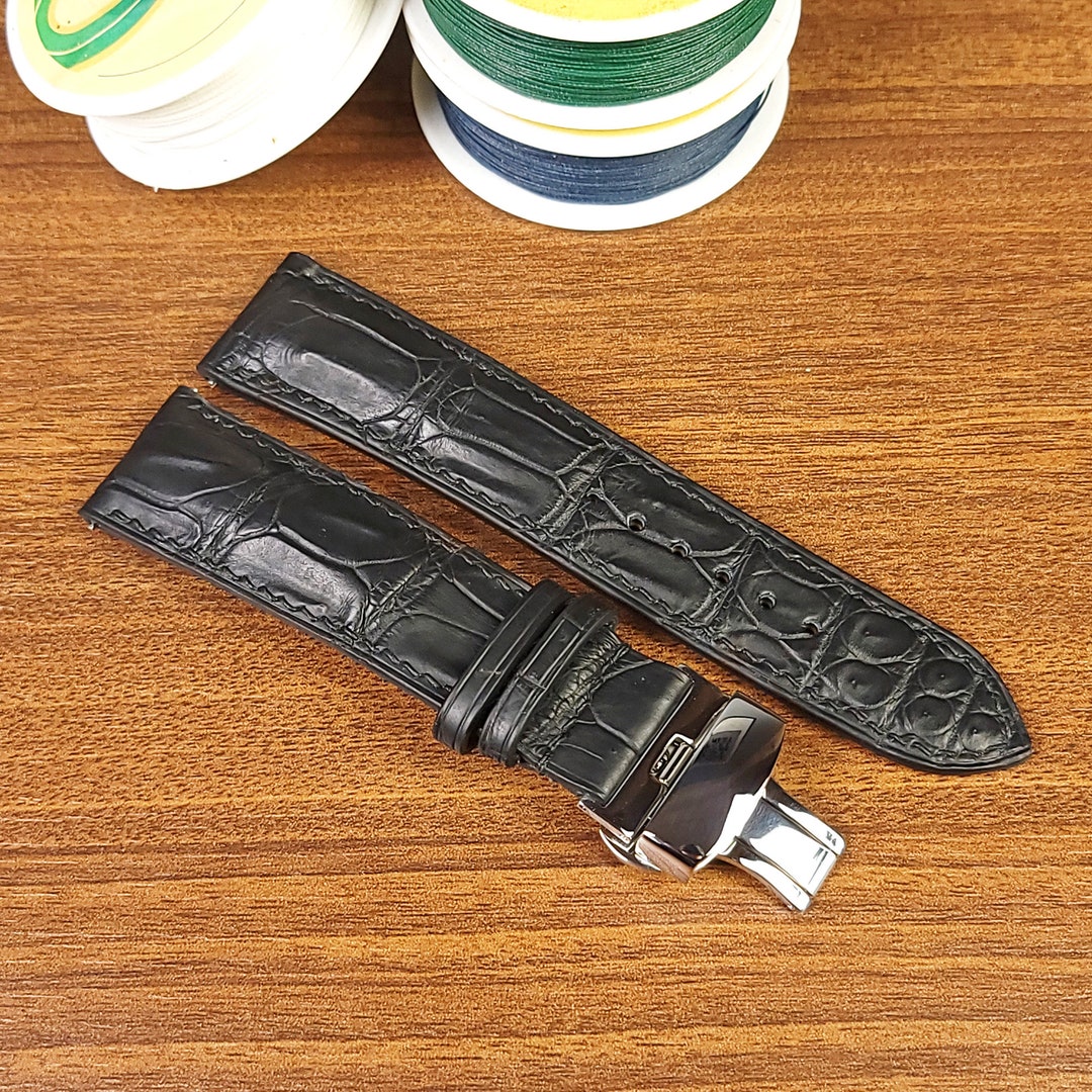 Custom Black Matte Alligator Watch Strap 20mm, 21mm, 22mm, Quick ...