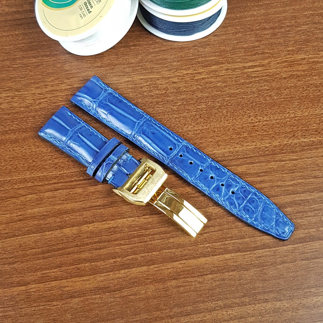 Custom Blue Alligator Watch Strap for Iwc, Replacement Blue Leather Iwc ...