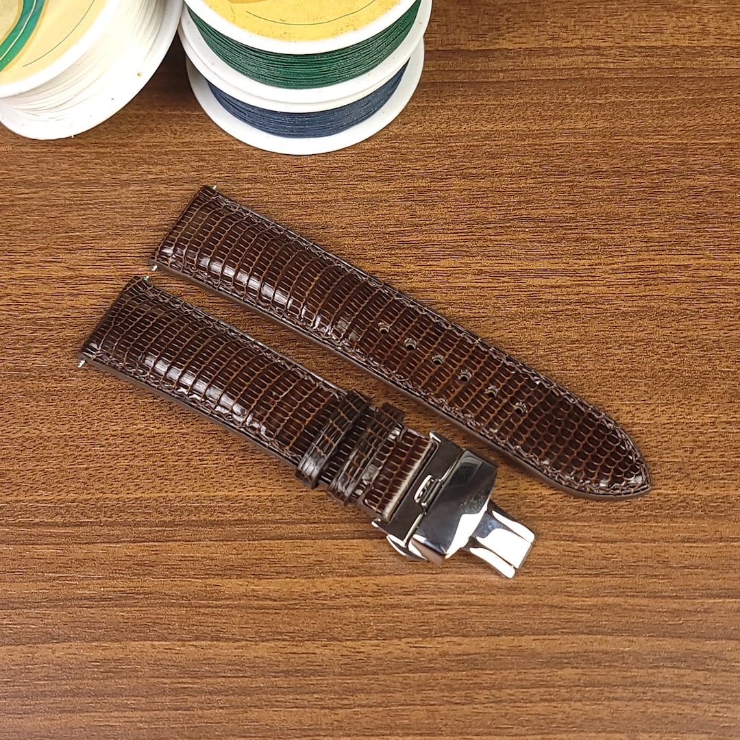Brown Lizard Watch Strap 22mm, Custom Exotic Leather Watch Band ...