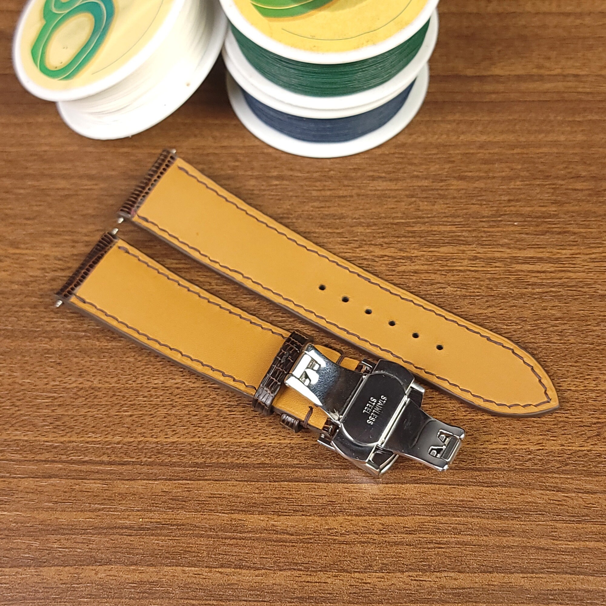 Brown Lizard Watch Strap 22mm, Custom Exotic Leather Watch Band ...