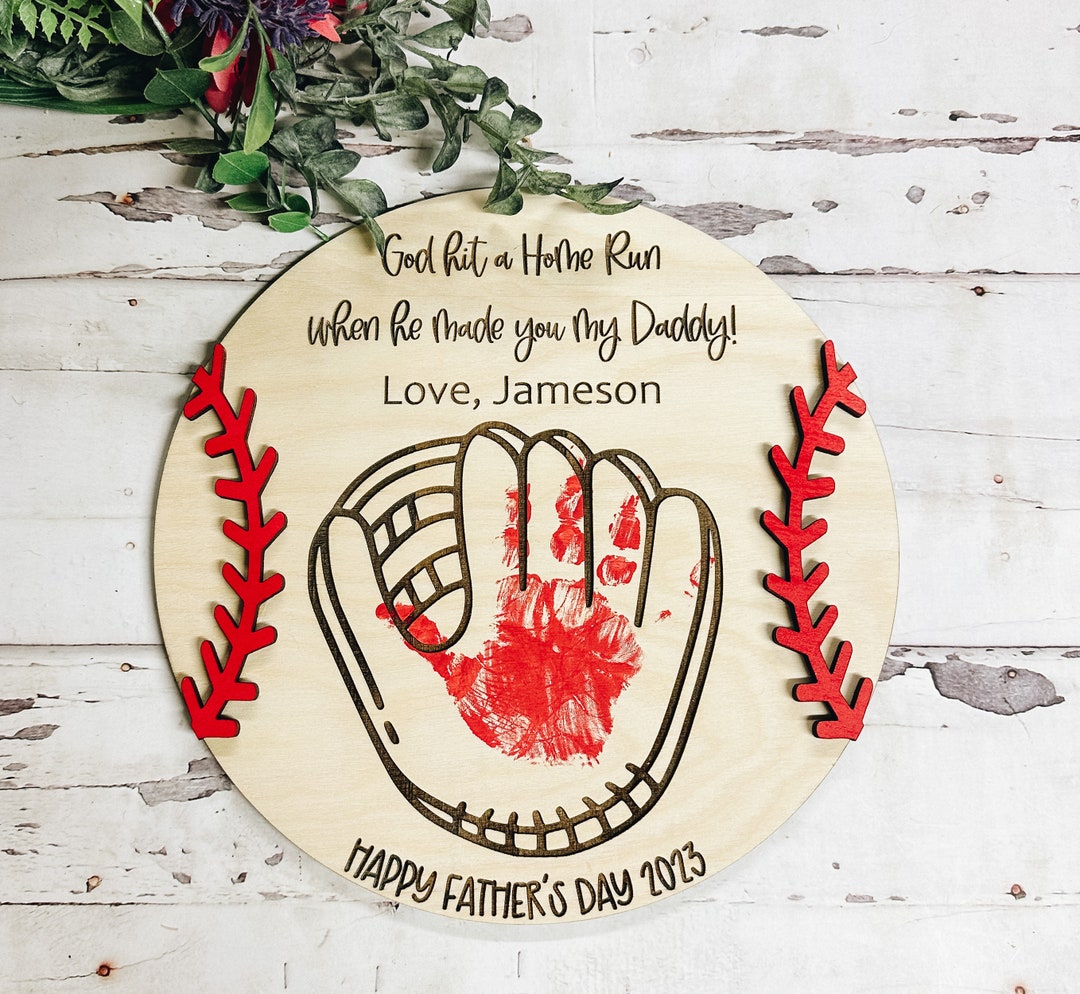Baseball Handprint Sign, Fathers Day Gift, Personalized Fathers Day ...