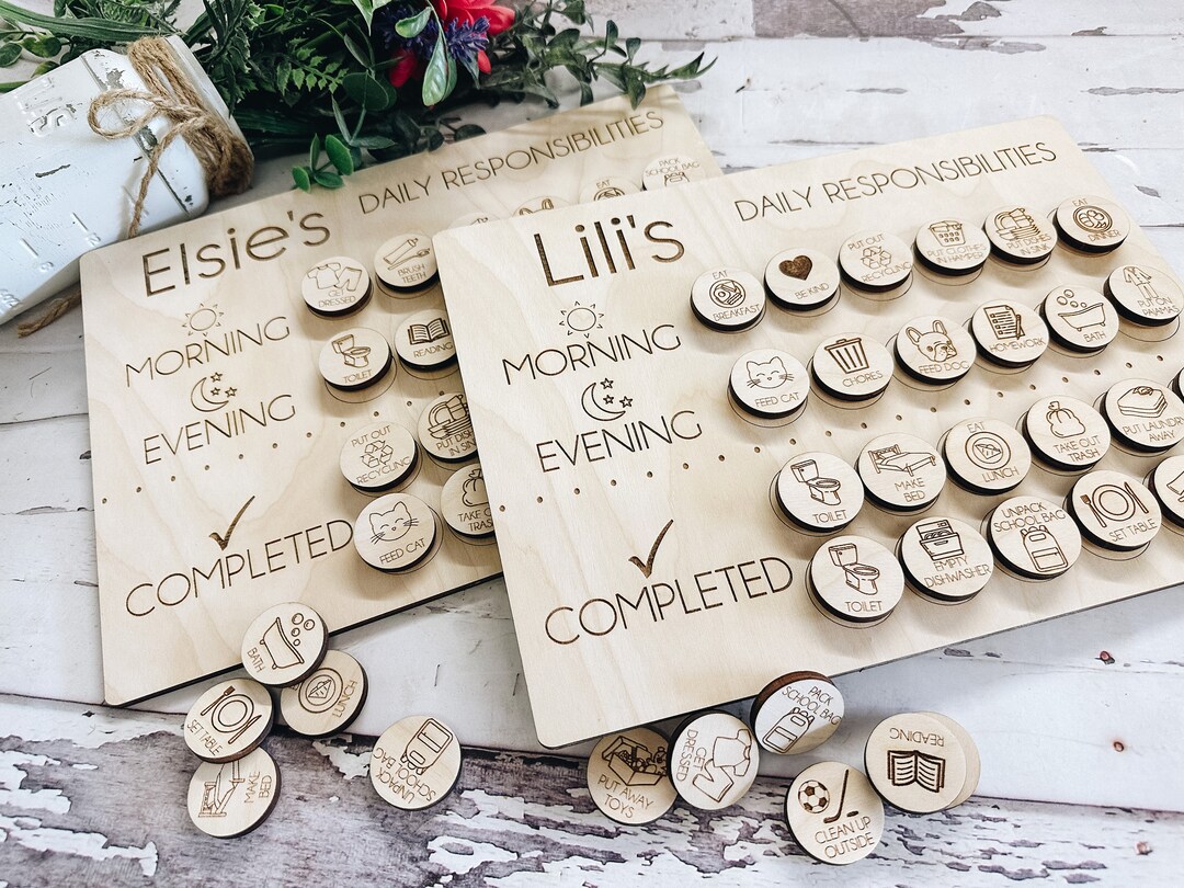 Chore Chart Personalized, Chore Chart for Kids PLUS 30 Chore Tokens ...