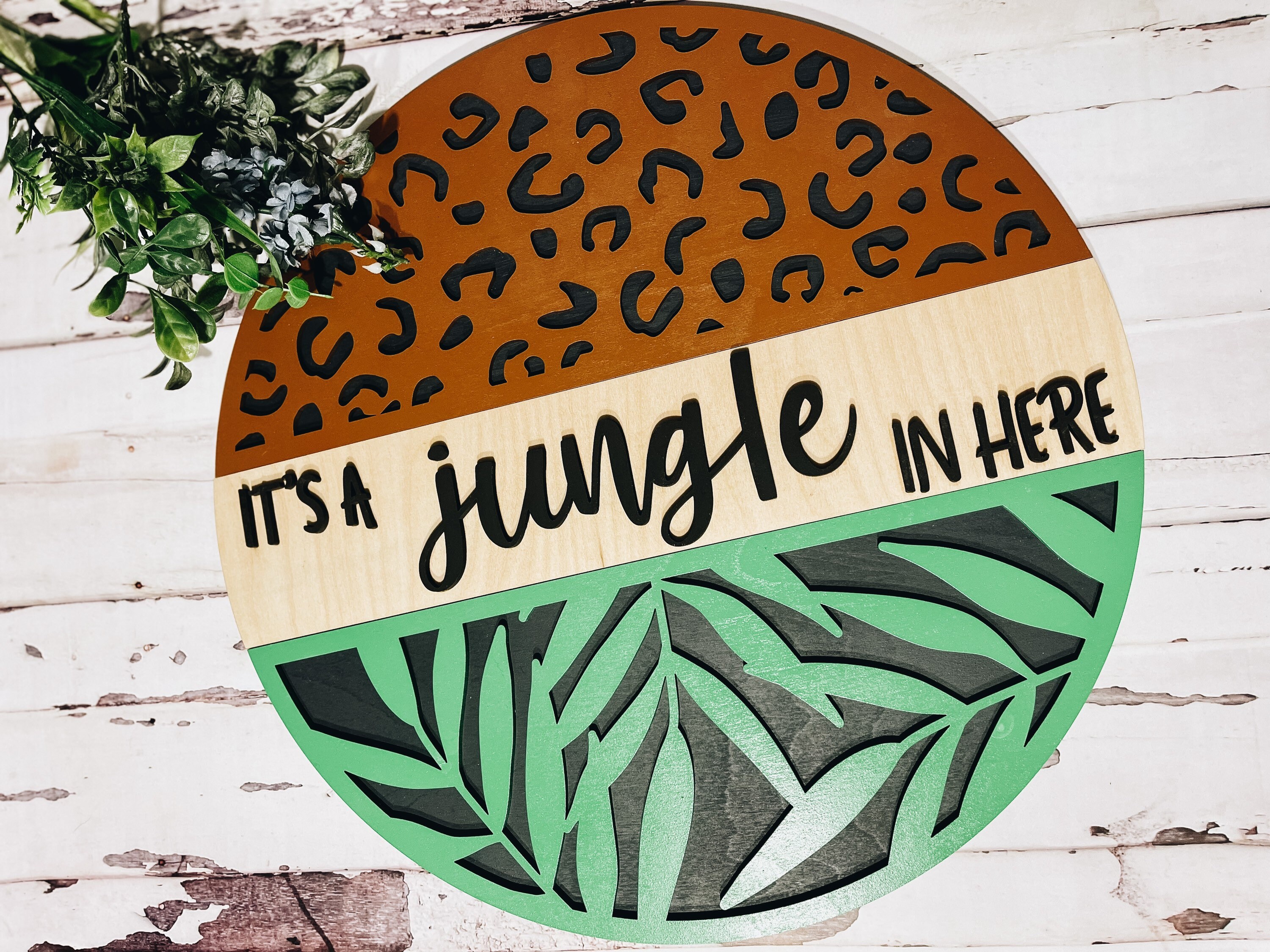 Nursery Round Sign Nursery Door Hanger Its a Jungle in Here - Etsy