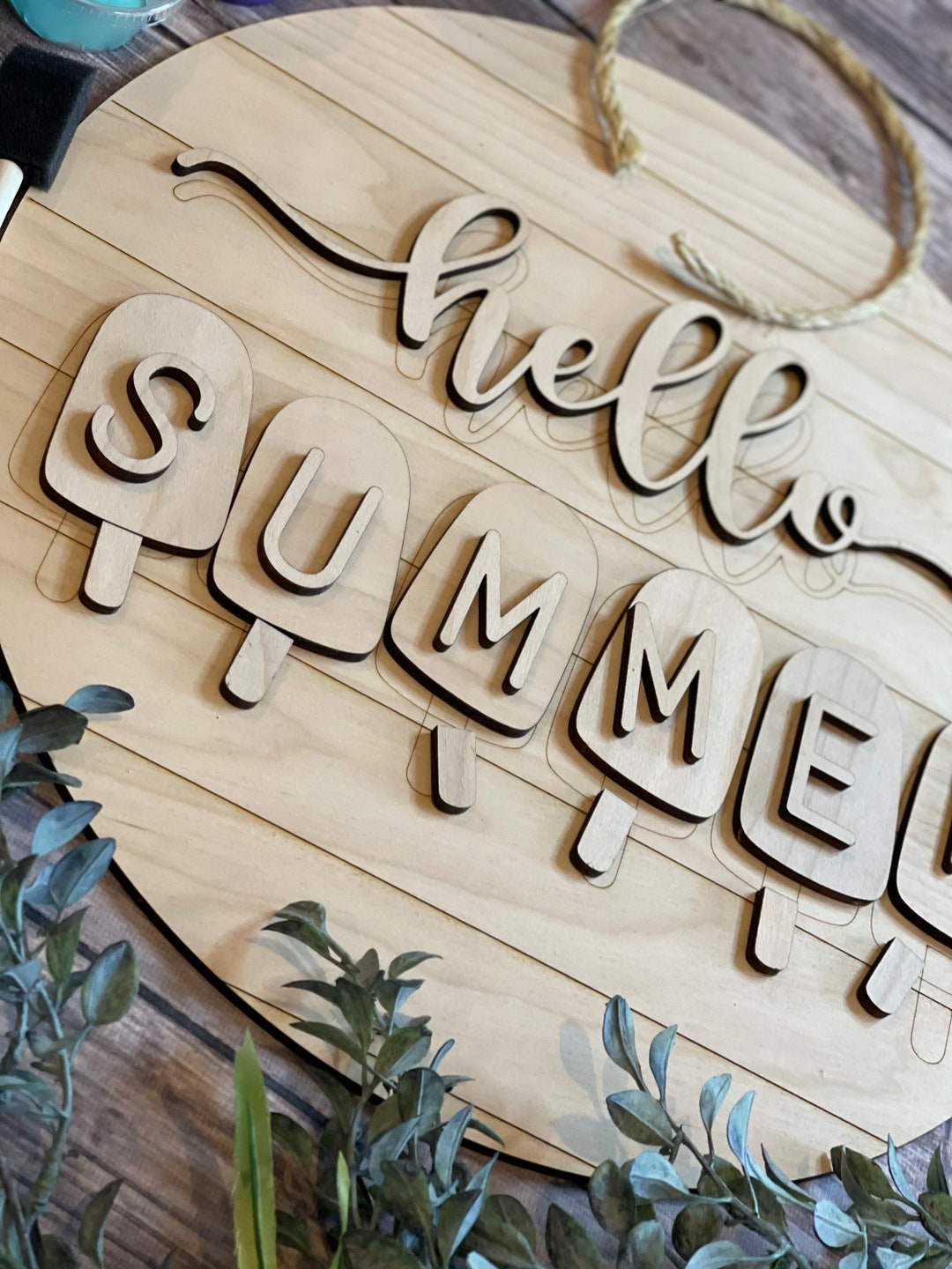 BLANKS Hello Summer DIY Kit, Hello Summer Popsicle Round Door Hanger ...