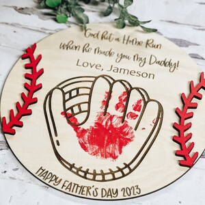 Baseball Handprint Sign, Fathers Day Gift, Personalized Fathers Day ...