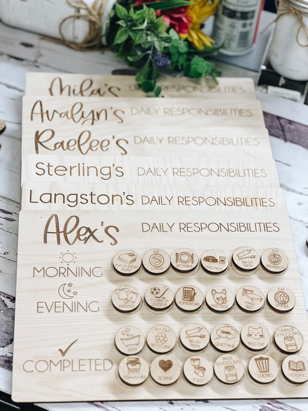 Chore Chart Personalized, Chore Chart for Kids PLUS 30 Chore Tokens ...