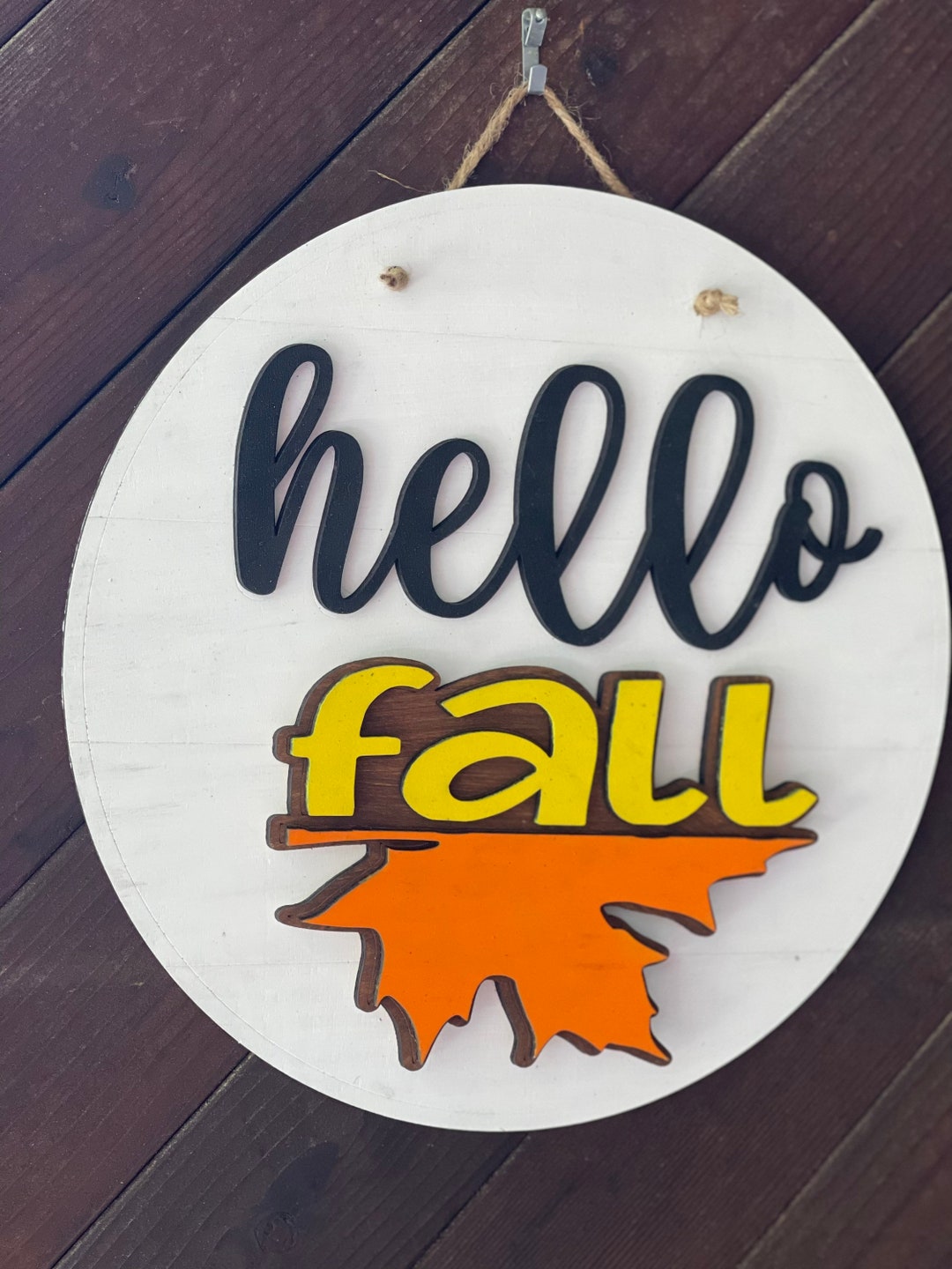 BLANKS Hello Fall Wood Door Hanger Round Door Hanger Wood - Etsy