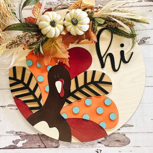 Fall Door Hanger Turkey Door Hanger Thanksgiving Door Hanger Fall Round ...