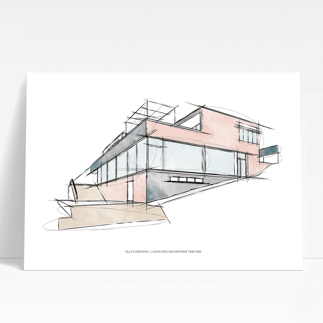 Villa Tugendhat Sketch Printable Wall Art, Timeless Colorful Home Decor ...