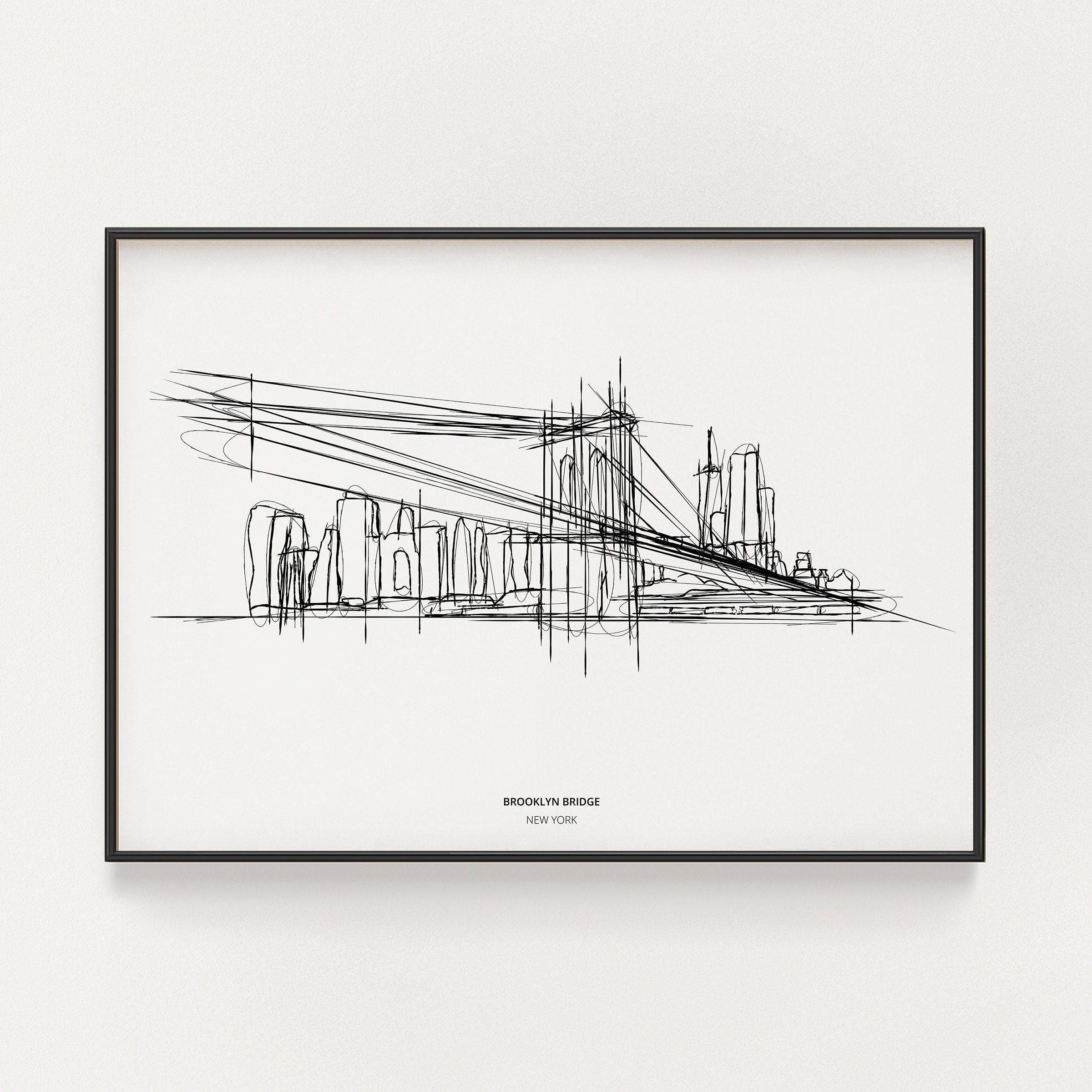Brooklyn Bridge Line Sketch, Printable Art for Modern Home Decor ...