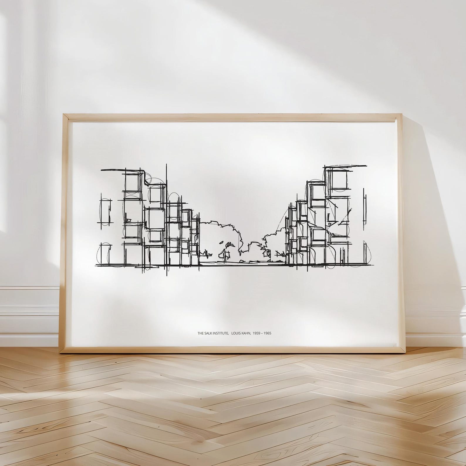 Salk Institute Sketch Print, Louis Kahn Architecture Art, Minimalist ...