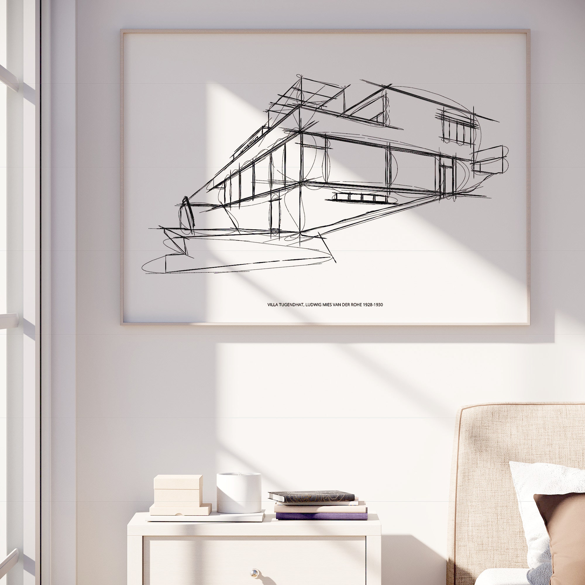 Villa Tugendhat Sketch Printable Wall Art Timeless Black and - Etsy