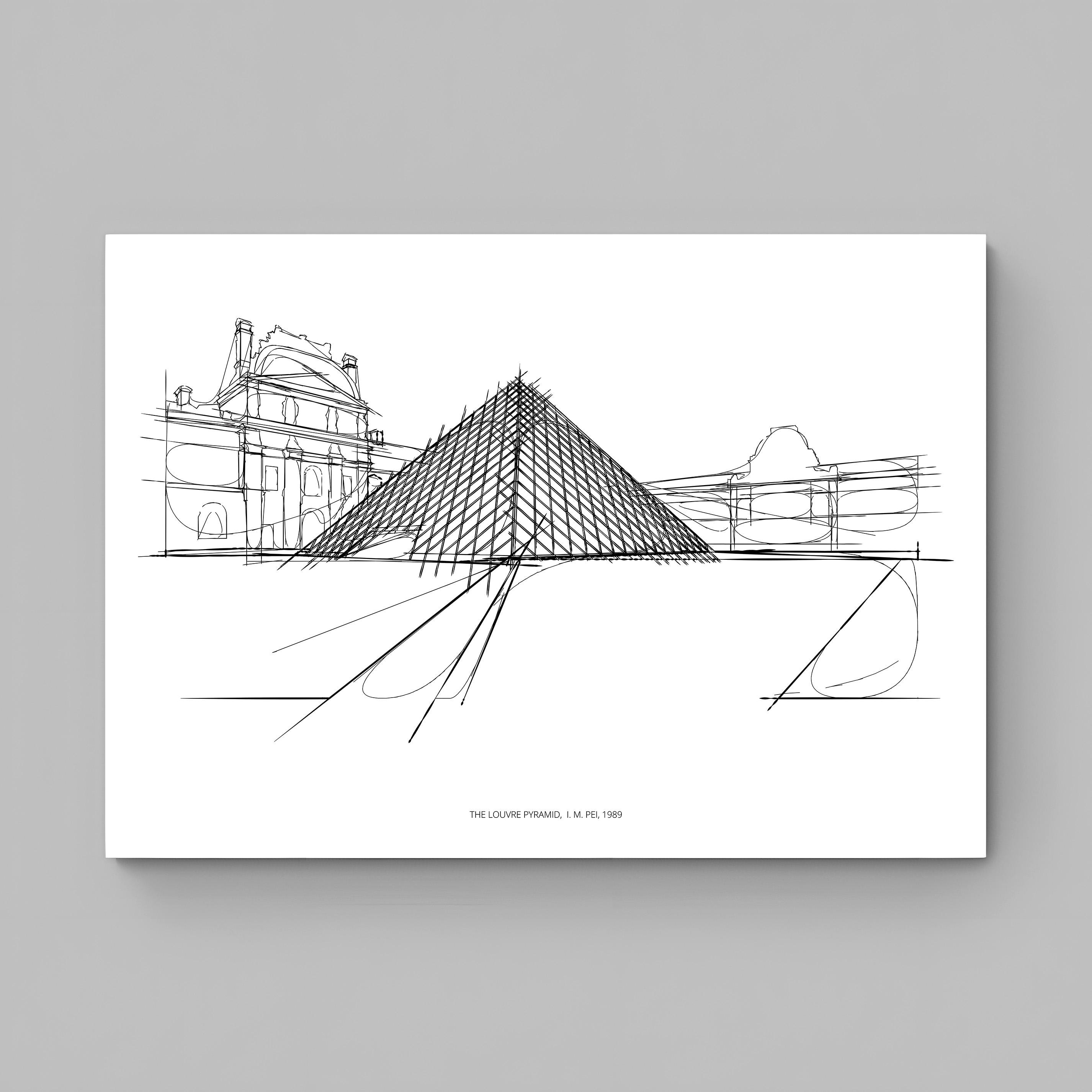 Louvre Pyramid Sketch: Paris Architecture Print (digital Download) - Etsy