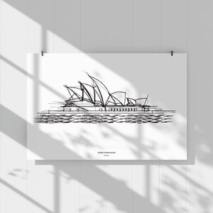 Minimal Sidney Opera House Sketch, Line Art, Modern Home Decor, Instant ...