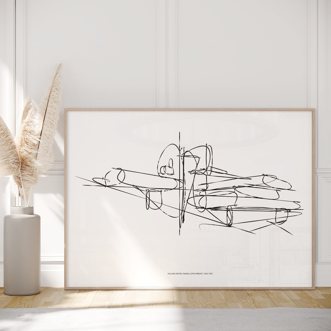 Frank Lloyd Wright's Abstract Falling Water Sketch, Hand Drawn ...