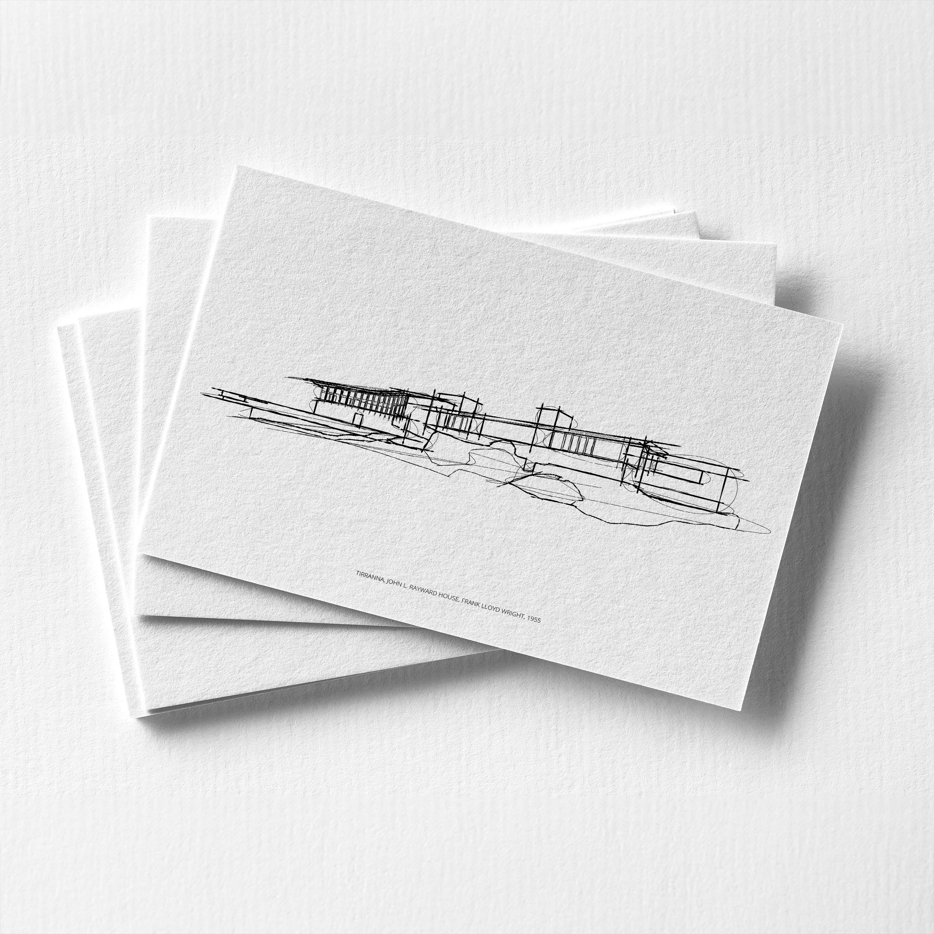 Set of 6 Frank Lloyd Wright House Sketch Prints: Modernist Architecture ...