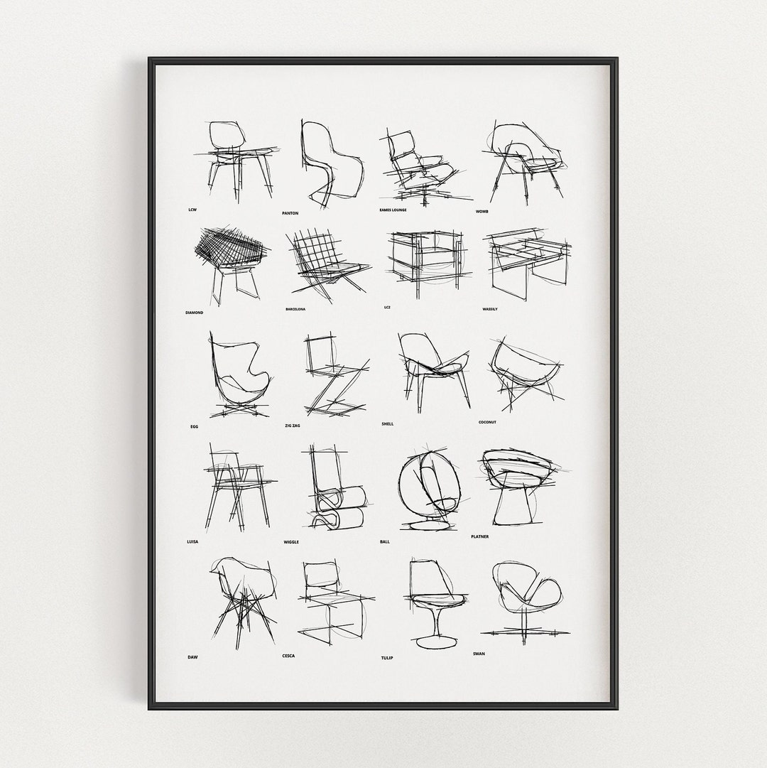 Mid-century Modern Chair Sketch Art Print (digital Download) - Etsy UK