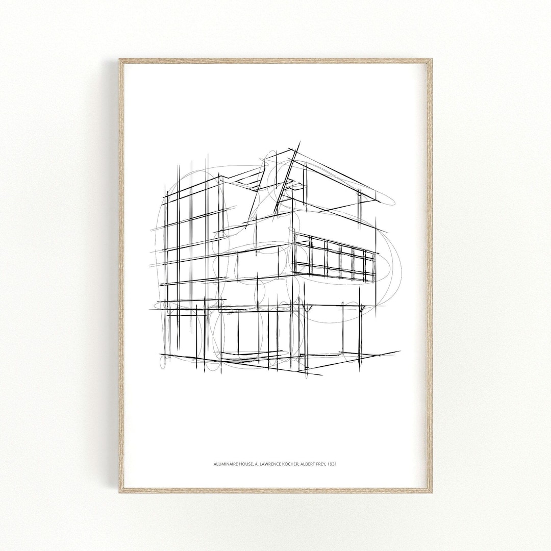 Mid-century Aluminaire House Sketch, Minimalist Architecture Print ...